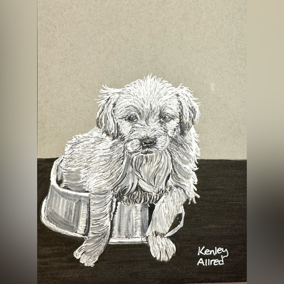 Art | Original Art Golden Retriever Puppy Dog Ink Drawing Size 6x8 ...